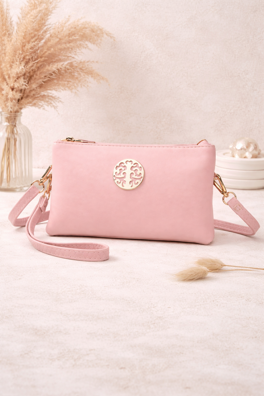 Immy: Baby pink small crossbody clutch bag – Mulberry Moon Limited
